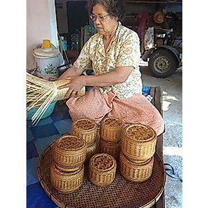 THAI - LAO kitchen bamboo basket kratib sticky rice cooker amp steamer handmade 5 pcs