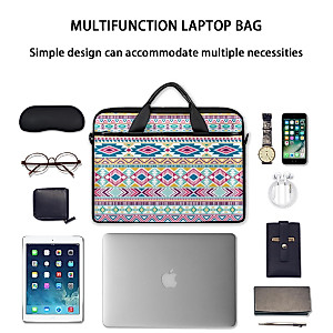 Aztec Graphic Laptop Computer Bag Waterproof Shoulder Messenger Bag 13-15 inch Durable Laptop Tote Bag with Shoulder Strap Handle Lightweight Crossbody Briefcase