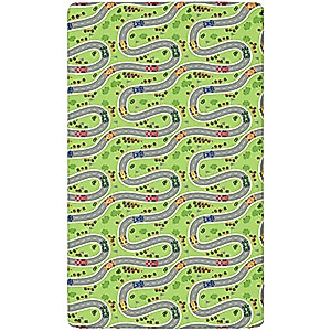 Race Car Themed Fitted Crib Sheet,Standard Crib Mattress Fitted Sheet Ultra Soft Material-Great for Boy or Girl Room or Nursery,28“ x52“,Green Multicolor