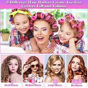 Cludoo Jumbo Hair Curlers Rollers with Clips, 28 Pcs Self Grip Rollers Set for Volume and Curls - 6.3cm, 4.3cm, 3.7cm for Long, Medium, Short, Thick Hair, Bangs, and Salon Hair Styling