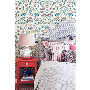 JiffDiff Boho Peel and Stick Wallpaper Floral Wallpaper Vintage Textured Wallpaper for Bedroom, Contact Paper Peel and Stick Kitchen Cabinet Furniture Nursery Renter Friendly Wallpaper