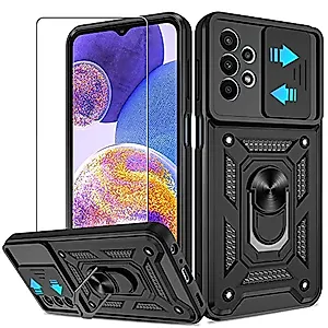 ATUMP Samsung A23 Case, Galaxy A23 5G/4G Case with HD Screen Protector, Heavy Duty Shockproof Protective Case with Magnetic Car Mount Ring Stand [Military Grade] Protective Case, Black