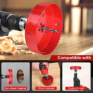 6 Inch Hole Saw - 152mm HSS Bi-Metal Hole Cutter for Different Project with Smooth and Flat Drilling Edge, Fast Chip Removal, Handy Hole Saw Kit Set for Cornhole Boards,Bean Bags Games,Recessed Lights