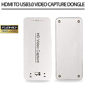 Video Capture Card, HDMI to USB 3.0 Capture Card, Analog Video Capture Dongle Device, Full HD 1080p 60FPS Live Streaming and Recording for Switch PS5 PS4 Xbox, Compatible with Windows Linux Mac OS