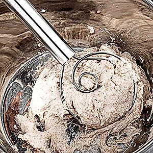 Jillmo Danish Dough Whisk, 12inch Stainless Steel Whisk