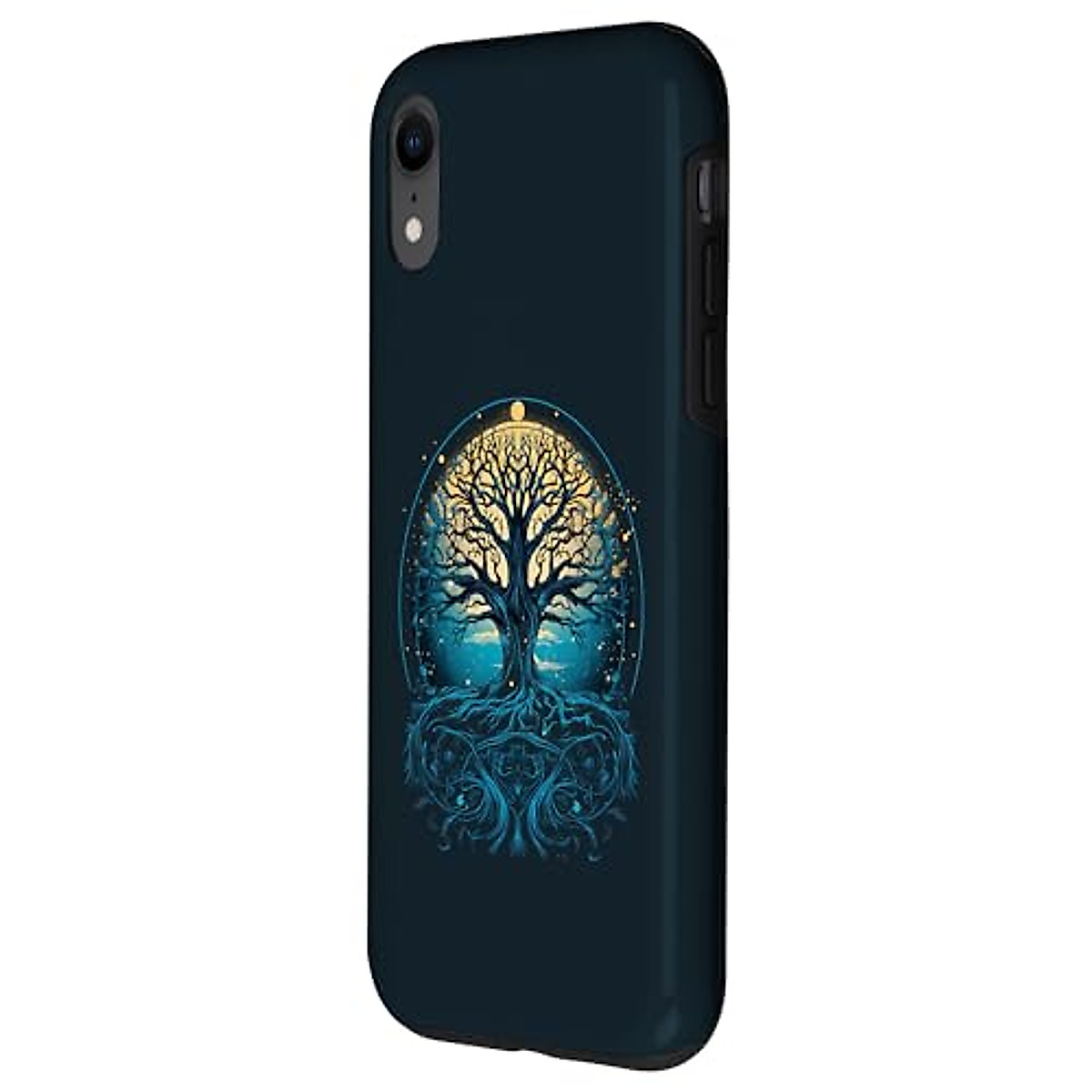 iPhone XR Odin Tree of Life Viking Valhalla Pagan Blue and Yellow Case