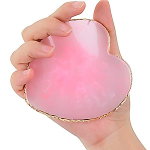 Resin Nail Art Palette Nail Mixing Palette Polish Color Mixing Plate Golden Edge Nail Holder Display Board Heart Shape Cosmetic Mixing Tools (Pink)