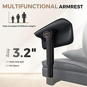 BESTFAIR Home Office Desk Chair 500Lb, Comfy Ergonomic Office Chair with Footrest, PU Leather Office Desk Chairs for Heavy People, High Back Executive Office Chair with Lumbar Support, Black