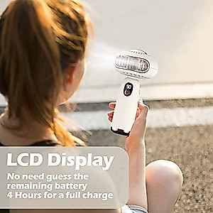 MSEVC Portable Handheld Fan 6000mAh Rechargeable Foldable Personal Fan 5 Speed Adjustable Portable Handheld Fan with Makeup Desk Mini Fan for Men Women Travel Outdoor Indoor Father's Day Gift - White