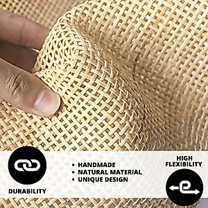 24" Width x 5 Feet Cane Webbing Sheet – Natural 24" Width Rattan Cane Webbing Roll for Caning Projects 24х60 Inch Rattan Webbing Roll Woven Open Mesh Cane for Furniture Ceiling Bed Door Chair Cabinet