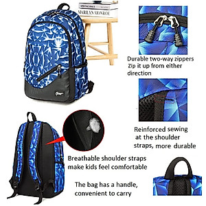 ETAISHOW Geometric Backpack for Boys Elementary School Soccer Backpack for Kids Bookbag for Teens