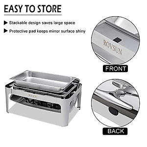 ROVSUN 2-Pack Roll Top Chafing Dish Buffet Set,9 Quart Full Size Pan Chafer, NSF Stainless Steel Rectangular Setfor Wedding,Parties,Banquet, Catering Events