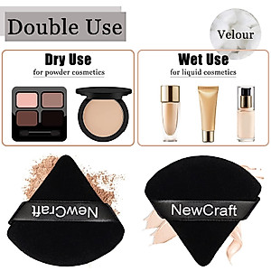 NewCraft 10 Pieces Powder Puffs Set for Face Makeup, Triangle Puff Soft Velour Loose Powder Mineral with Delicate Ribbon, Cosmetic Setting Puff Cute Beauty Make Up Tool