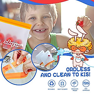 12 Pack Flat Ziplock Reusable Sandwich Snack Bags for Kids - 0.6mm EX-Thick BPA PHT PVC HM LaTeX Free, Odorless, PreClean, Leakproof (4 Gallon 4 Snack 4 Sandwich Bags) Silicone Food Storage Bags