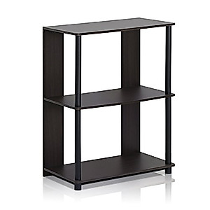 Furinno Jaya Simple Design Bookcase, Walnut & Turn-N-Tube Accent Decorative Shelf, Espresso/Black