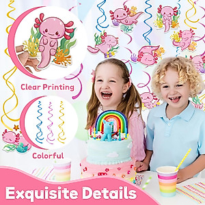 30 Pcs Axolotl Hanging Swirls Party Decorations Axolotl Birthday Party Spiral Decor Supplies Ceiling Decorations for Boys Girls Axolotl Fans