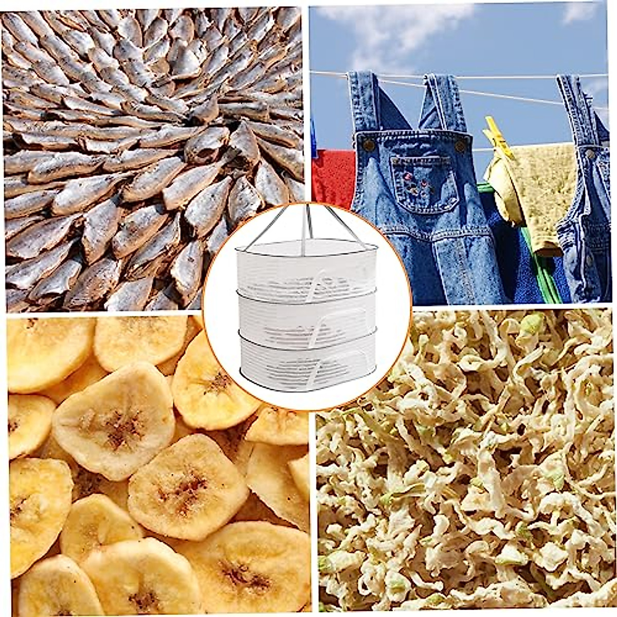 QmjdDymx Herb Drying Rack 3 Layer Hanging Herb Drying Bags Net Collapsible Mesh Sock Drying Rack with Zipper Opening Household Hanging Shelves(White,40x60cm)