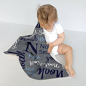 Personalized Baby Blankets for Boys, Custom Blanket with Name Flannel Toddler Throw Blanket Baby Essentials Personalized Gifts for Kids, Baby Newborn, Newmom, Adults