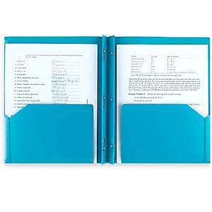 Five Star Pocket Folder + Study App, 4 Pack, 2 Pocket Folder with Prong Fasteners, Customizable Cover, White, Amethyst Purple, Harvest Yellow, Tidewater Blue (340220B-ECM)