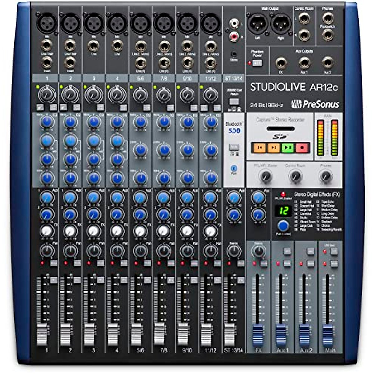 PreSonus StudioLive AR12c 14-Channel USB-C Hybrid Digital/Analog Performance Mixer, Unpowered