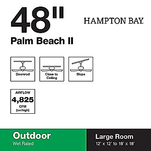 Hampton Bay Palm Beach Ii 48 In. Outdoor Natural Iron Ceiling Fan 191410 by King of Fans
