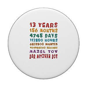 13-Year-Old 13th Birthday Bar Mitzvah Boy Mazel Tov Jewish PopSockets Standard PopGrip