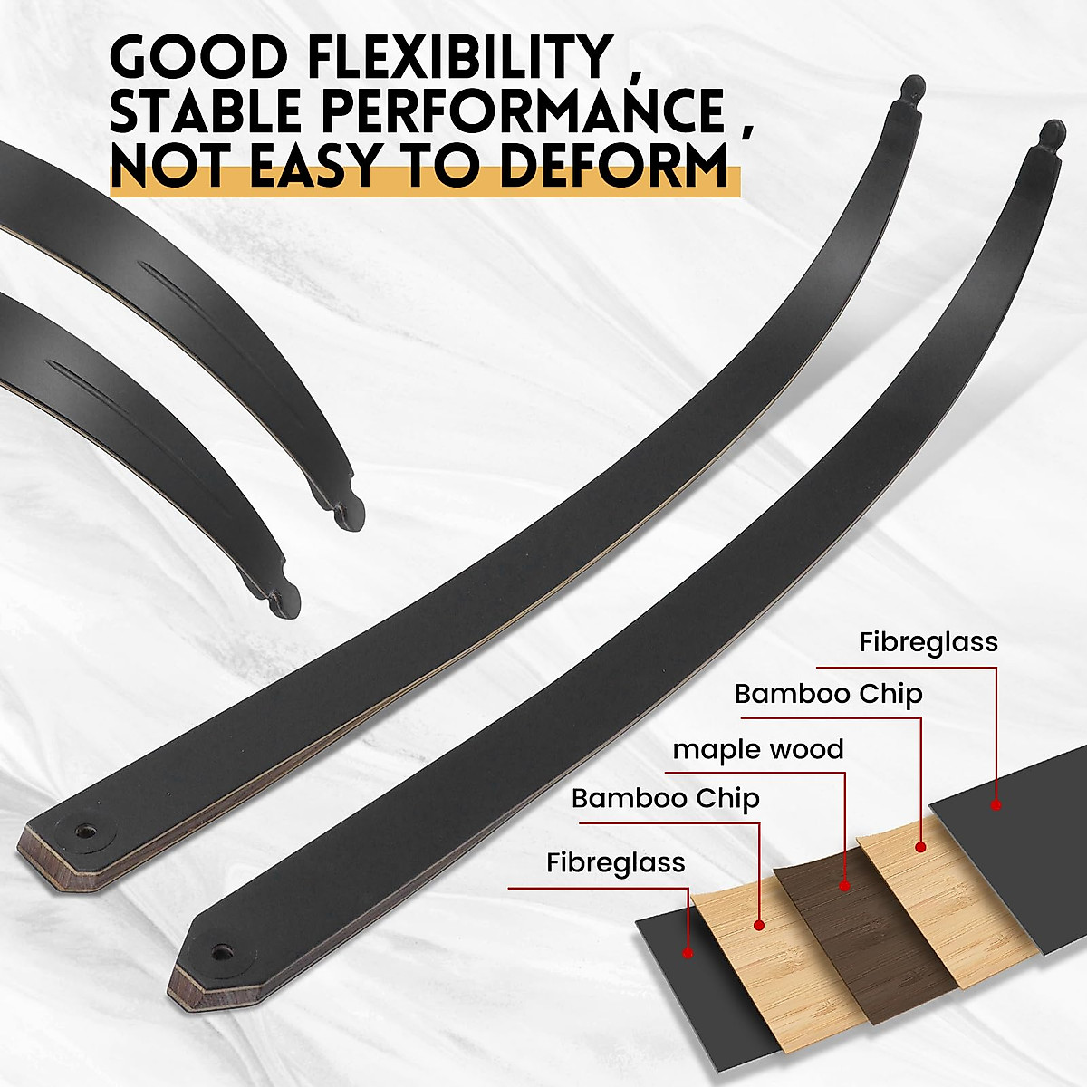 Obert Original Black Hunter Takedown Recurve Bow 60inch with Bamboo Core Limbs Archery Hunting Target Practice