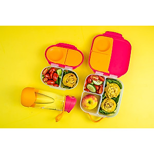b.box Snackbox for Toddlers, Kids | Mini bento box, Lunch box | Leak Proof, 2 Compartments | BPA free, Dishwasher safe, Freezer safe (Strawberry Shake, 12 fl oz capacity)