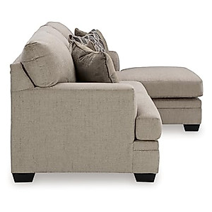 Signature Design by Ashley Stonemeade Casual Right-Arm Facing Sofa Chaise with 4 Toss Pillows, Light Brown