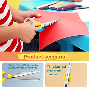 QMVESS 8.5" Scissors All Purpose 3 Pack, Ultra Sharp Multipurpose Blade Shears, Professional Ergonomic Comfort Grip Scissors for Office School Home Sewing Fabric DIY Craft Cutting General Use