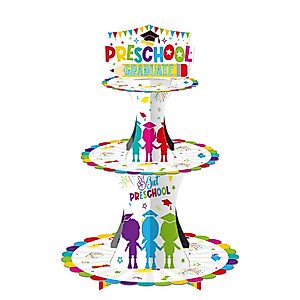 Preschool Graduation Cardboard Cupcake Stand Party Supplies,Preschool Graduation Decorations 2023,Class of 2023 Pre K Graduation Cupcake Holder Stand,Elementary Kindergarten Graduation Party Supplies