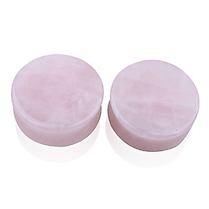 NewZenro 2Pairs Rose Quartz Aventurine Natural Organic Stone Ear Plugs Gauges Tunnel Expanders Stretcher Double Flared Amazonite Flesh Piercings Body Jewelry Set (00g(10mm))