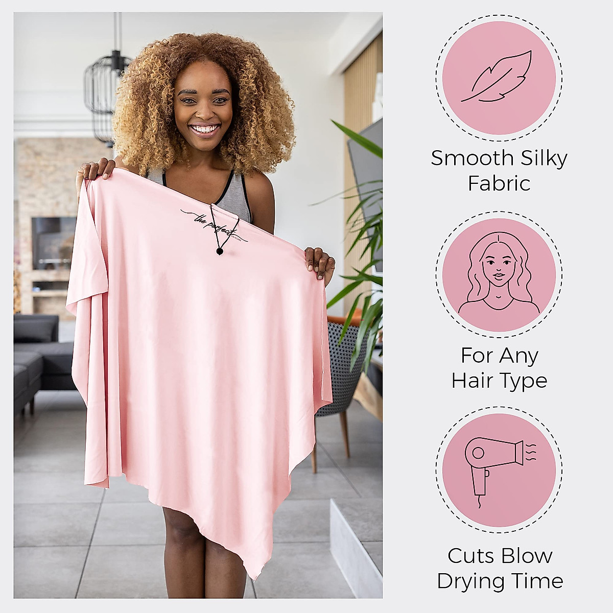 Microfiber Hair Towel Wrap for Women - Gift and Travel - Smooth like Silk - Curly, Wavy, Straight Hair Girls - Plopping Essential - Anti-Frizz, Fast Drying, Works Better than a Cotton T-Shirt