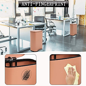 Dkeli Kitchen Trash Can with Soft Slow Lid Pedal Step Trash Can with Removable Plastic Inner Bucket Stainless Steel Garbage Can for Bathroom Kitchen and Office Trash Bin 13 Gallon / 50 Liter, Pink