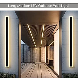 Besseto 2 Pack 39 inch 30W Long Outdoor Modern Waterproof IP65 Warm White LED Wall Mount Lighting Fixture Acrylic Black Exterior Wall Lights for House Courtyard Balcony Porch