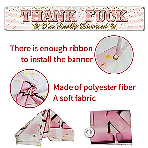Large Thank Fuck I'm Finally Divorced Banner,Divorce Party Decorations Supplies,Just Divorce Finally Divorce Large Banner Backdrop,Divorce Freedom Newly Single Lawn Sign Yard Sign 9.8x1.6 Feet
