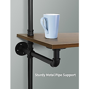 OLDRAINBOW Ladder Desk with Shelves Floating Computer Desk,Wall Mounted Laptop Desks for Small Spaces,Industrial Pipe Bookshelf Narrow Writing Desk