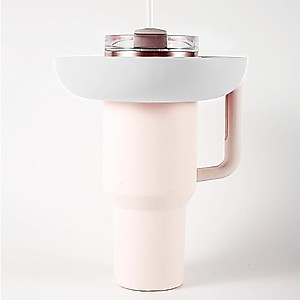 RYAJK Snack Bowl for Stanley 40 Oz Tumbler with Handle,4 Compartments for Candy,Appetizer,Nuts,Popcorn, Cup Holder for Stanley Cup Accessories (White)