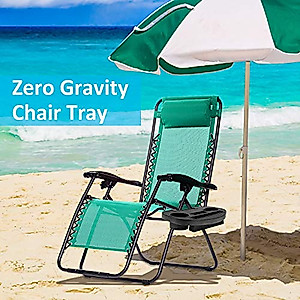 Coolrunner Zero Gravity Chair Cup Holder, Zero Gravity Chair Tray with Mobile Device Slot, Snack Tray, and Water Cups, Universal Recliners Cup Holder Tray for Fold Lounge Chairs (Black)
