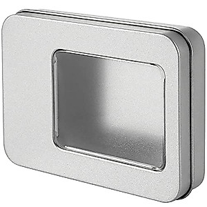 FUNSUEI Rectangular Metal Tins Cans, 24 Pack 4.5 x 3.5 x 0.8 Inches Empty Metal Tin Containers Cans with Clear Window Lids, Metal Tins Jars for Candles, Candies, Gifts, Balms, Small Crafts