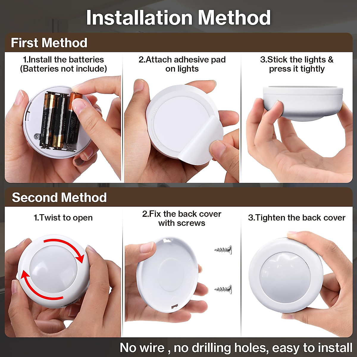 Puck Lights, Cadrim 13 Colors Changeable LED Puck lightings Battery Powered Dimmable Under Cabinet Lights, Battery Powered Under Counter Lights with 2 Wireless Remote Controls for Kitchen(6 Pack)