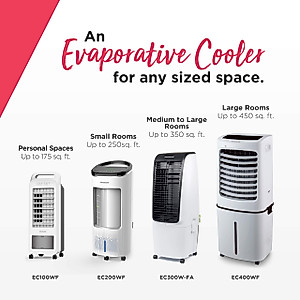 Frigidaire 2-in-1 Personal Evaporative Air Cooler and Fan | 250 CFM’s | portable Swap Cooler with 3 Fan Speeds | Air Filter with Removable Water Tank