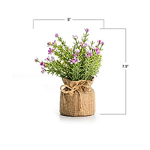 Velener Babys Breath Artificial Flowers in Small Burlap Bag Vases 3Pcs -Gypsophila Faux Flowers Farmhouse Home Coffee Table Bookshelf Office Desk Decorations Kitchen Dining Room Fake Plants Indoor