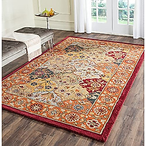 SAFAVIEH Heritage Collection 4'6" x 6'6" Oval Multi / Red HG510B Handmade Traditional Oriental Premium Wool Area Rug