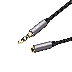 Anbear Headphone Extension Cable 4FT, Gold Plated 3.5mm Stereo Audio Cable(Hi-Fi Sound) Male to Female Nylon Braided Audio Cord Extension Cable Compatible with iPad,Smartphones,Tablets,Media Players