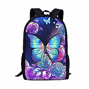 HELLHERO Butterfly Backpack for Girls for School Kids Schoolbag Preschool Backpacks Primary Bookbag Laptop Pack Travel School Bags College Rucksack Satchel Hiking Outdoor