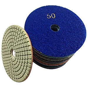 Konfor Diamond Polishing Pads 4" Wet Use for Sanding Marble Granite Stone Concrete Travertine Polish Pack of 7 Grit 50-3000