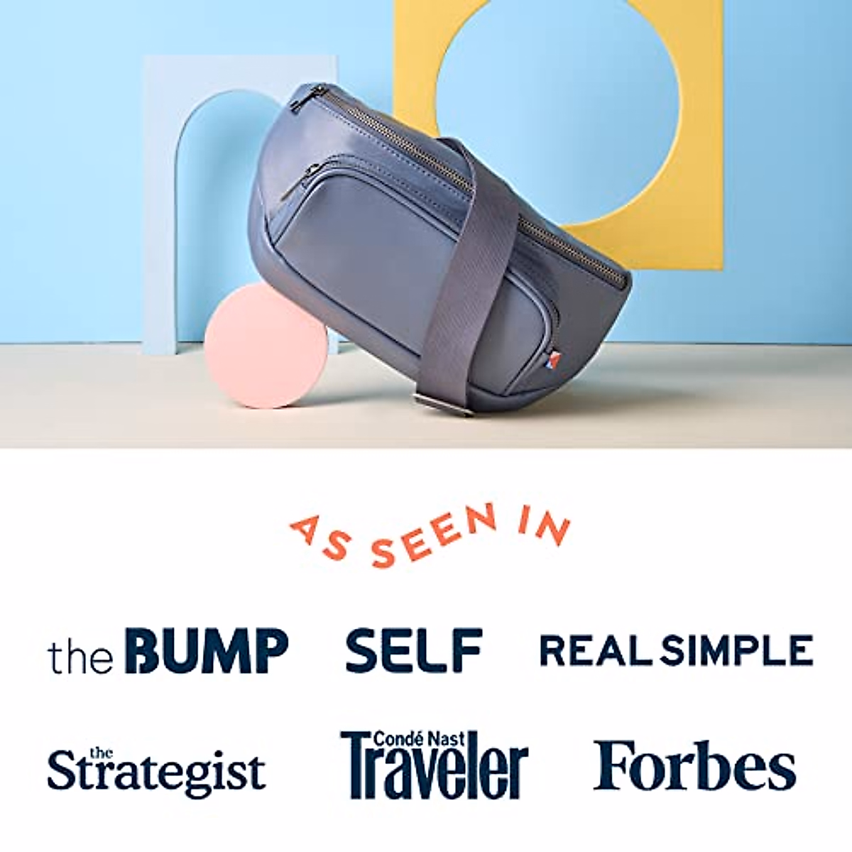 Kibou Vegan Premium Leather Fanny Pack Diaper Bag With Detachable Compact Changing Pad & Baby Wipes Storage - Wear as Belt Bag, on Waist, or Crossbody (Blush)