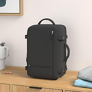 Travel Backpack for Men Women, Large Carry On Backpack Airline Approved,TSA 17.3 inch Laptop Backpack, Waterproof Backpack, College School Bag Casual Daypack for Weekender Business Hiking, Black