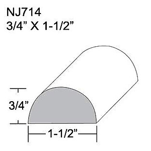 Flexible Moulding - Flexible Half-Round Moulding - NJ714-3/4" X 1-1/2" - 12' Length - Flexible Trim